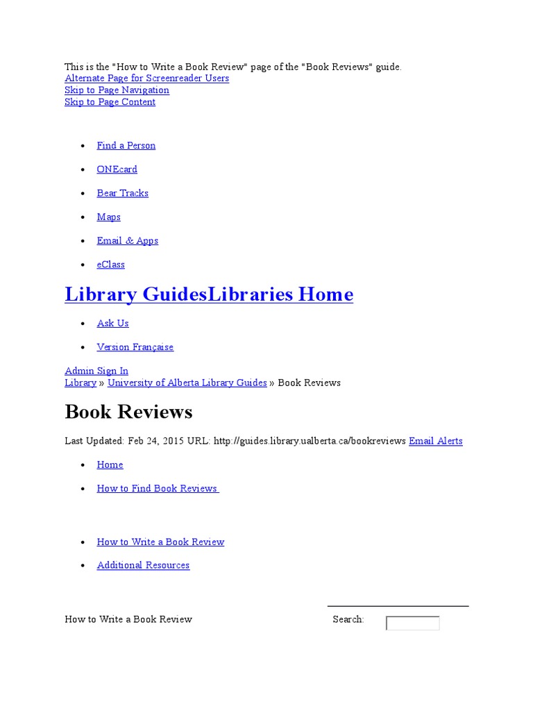 Library Guides Libraries Home: Book Reviews | PDF | Thesis | Evaluation