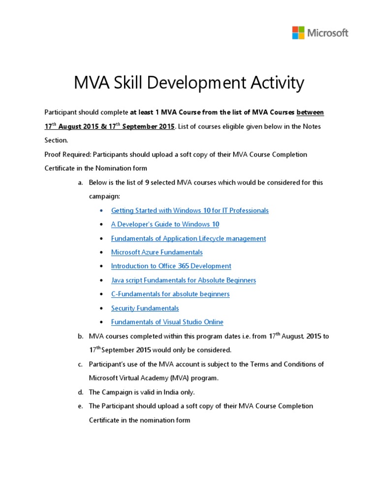 MVA Skill Development Activity | PDF