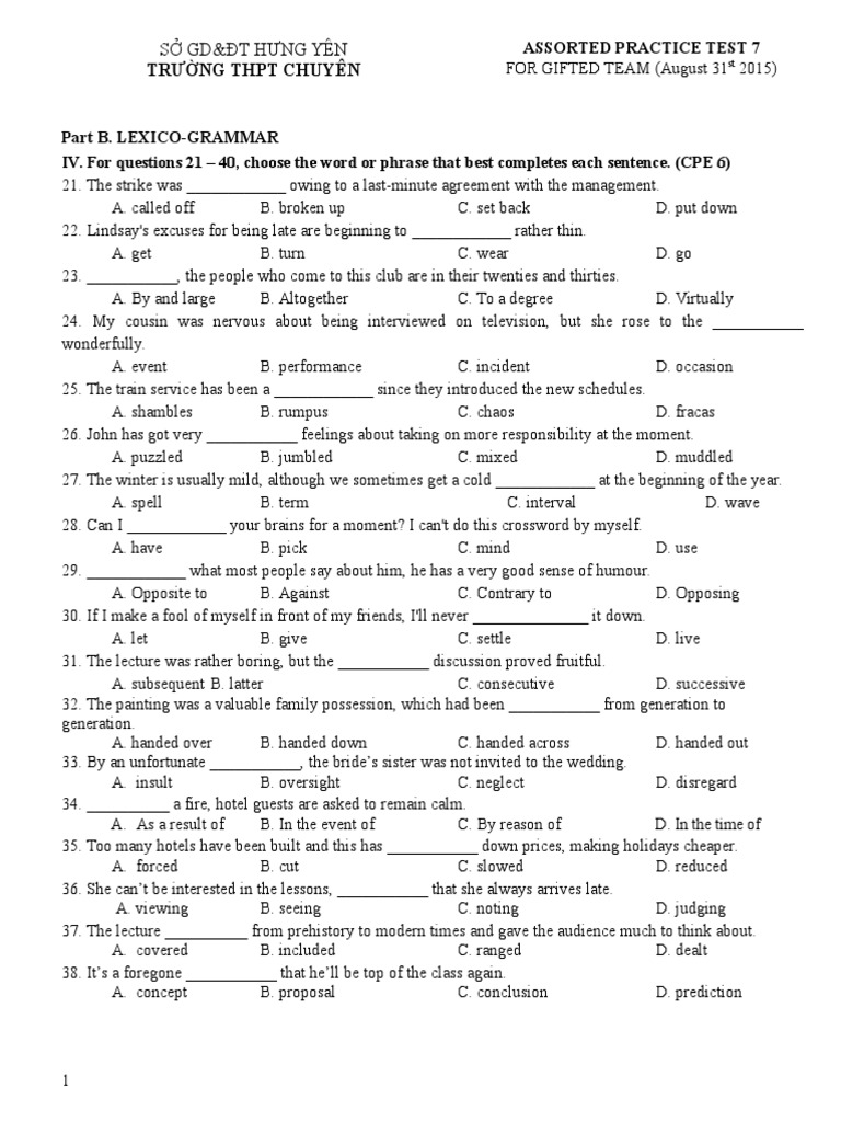 Grade 8 English Practice Test 7 | PDF | Panama Canal | Desert