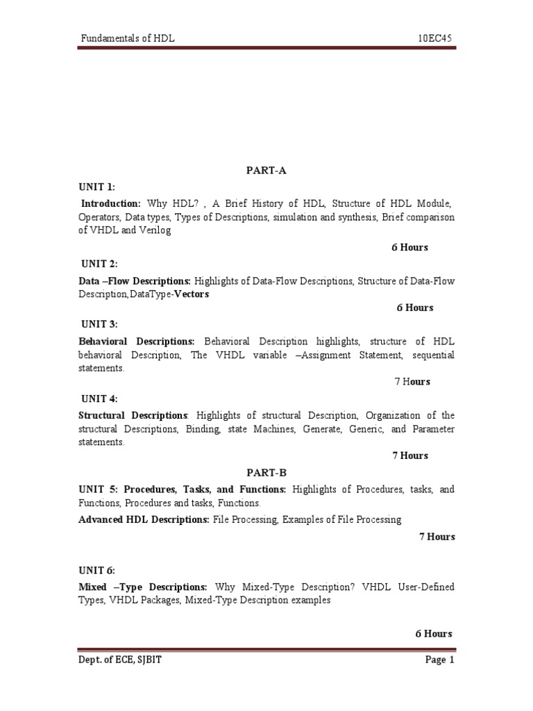 Fundamentals of HDL Notes | PDF | Hardware Description Language | Vhdl