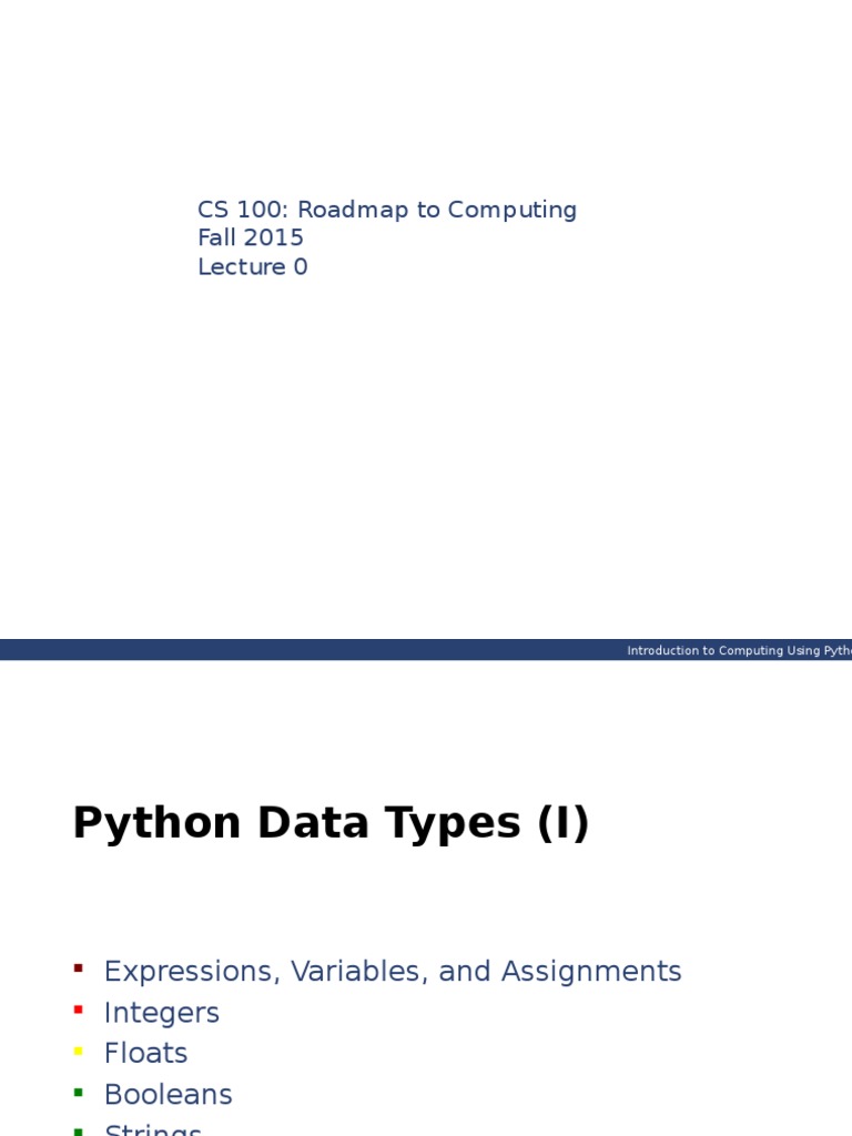 CS 100: Roadmap To Computing Fall 2015 | PDF | Data Type | Boolean Data ...