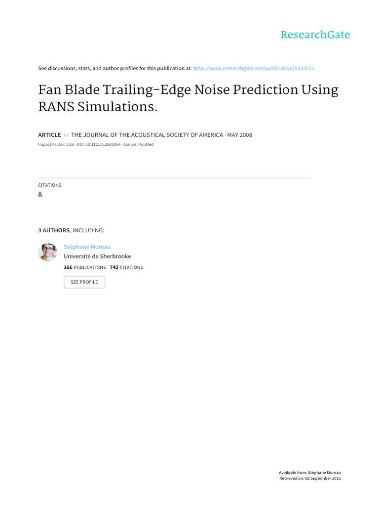 Fan Blade Trailing-Edge Noise Prediction Using RANS Simulations | PDF ...