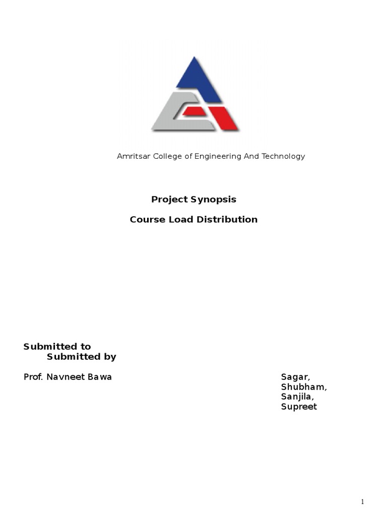 Project Synopsis Course Load Distribution: Amritsar College of ...