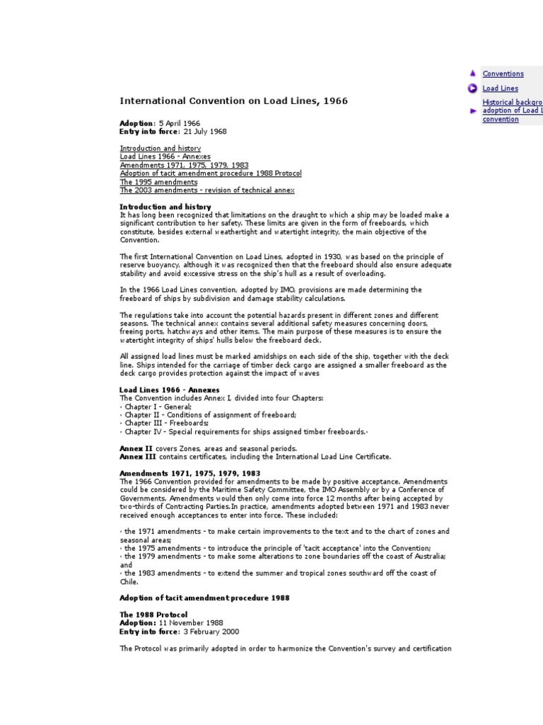 International Load Lines Convention 1966 | PDF | Constitutional ...