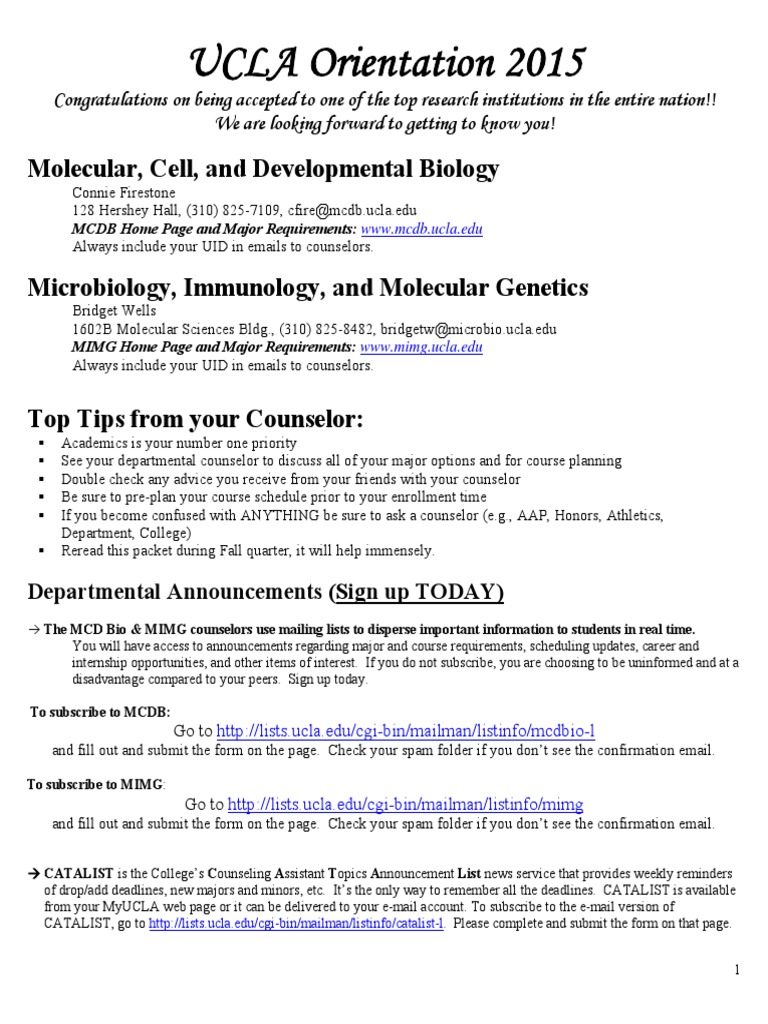 MCDB - MIMG Orientation Packet 2015 | PDF | Academic Dishonesty | Medical School