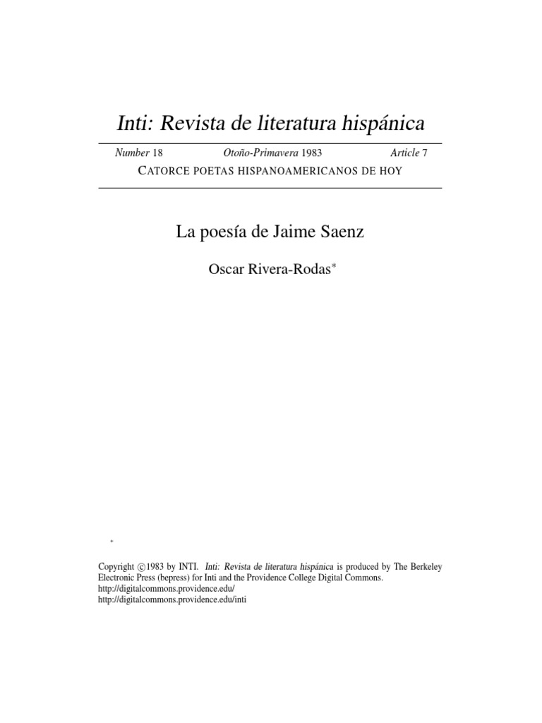 La Poesía de Jaime Saenz | PDF | Esencia | Conocimiento
