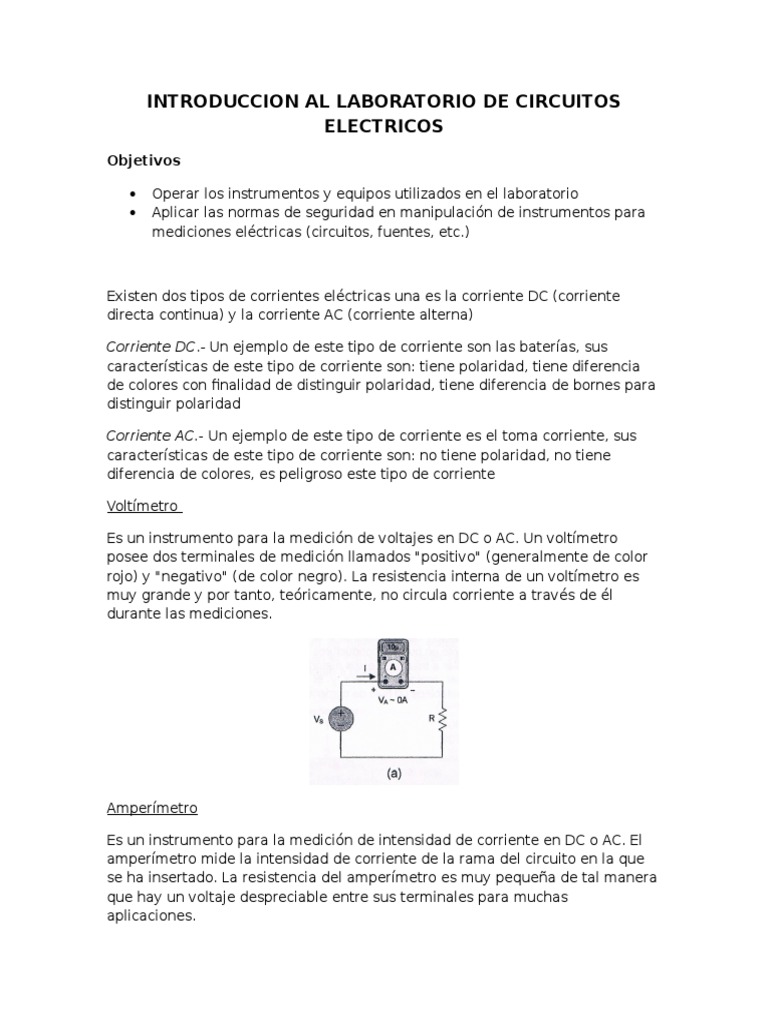 Introduccion Al Laboratorio de Circuitos Electricos | PDF | Corriente eléctrica | Resistencia ...