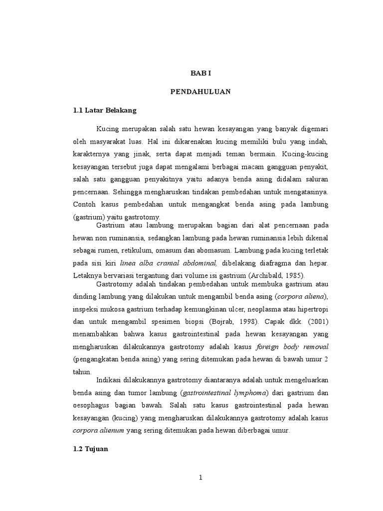 Corpora Aliena Pada Gastrium Kucing Lokal | PDF