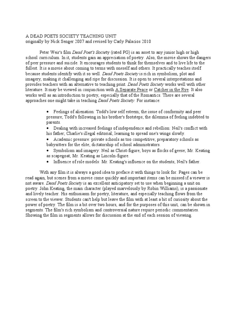 DeadPoets Teaching Unit | PDF