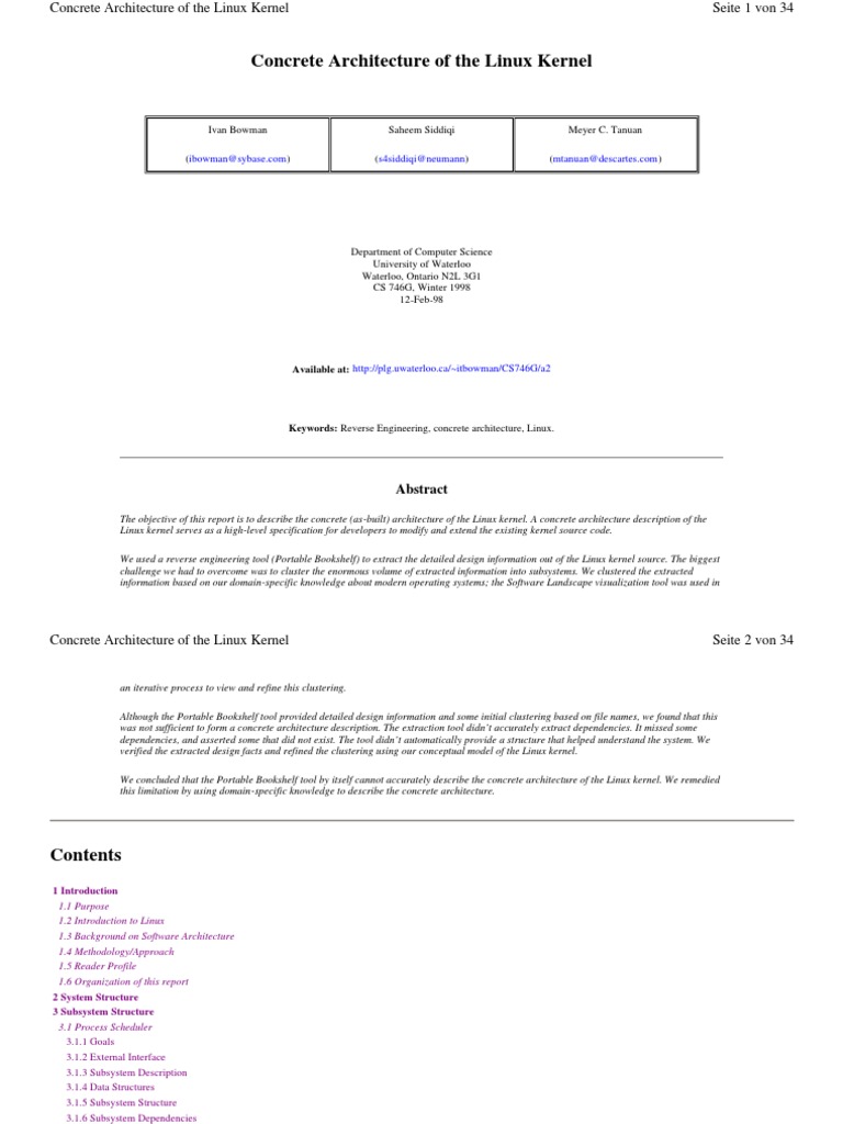 Concrete Architecture of The Linux Kernel | PDF | File System | Kernel ...