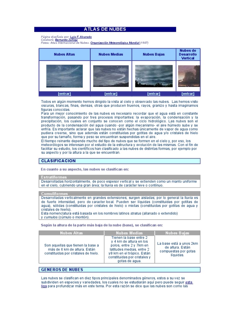 Atlas de Nubes | PDF | Nube | Nubes, Niebla Y Precipitaciones
