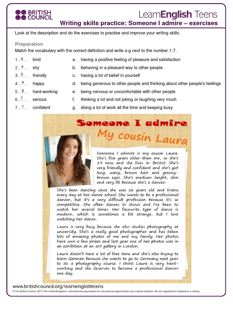 Writing Skills: Describing People | PDF | Career & Growth | Language ...