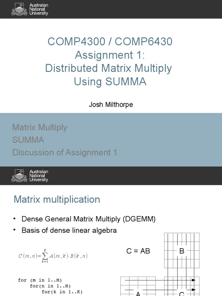 SUMMA Algorithm for Distributed Matrix Multiply | PDF | Teaching ...