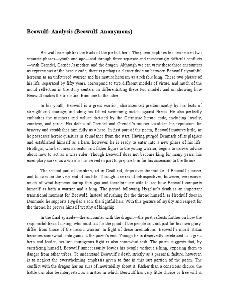 Beowulf - Analysis | PDF | Beowulf | Hero