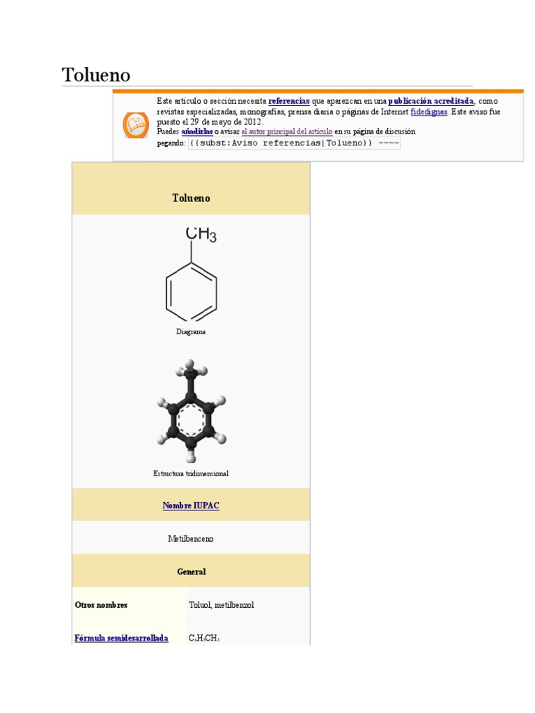 Tolueno | Tolueno | Sustancias químicas