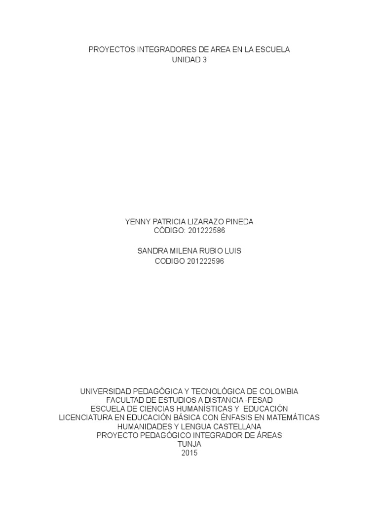Proyecto Integrador de Area | PDF | Lectura (proceso) | Educación primaria