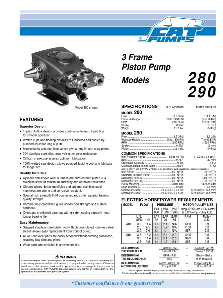 3 Frame Piston Pump Models: Specifications | PDF | Piston | Cylinder ...