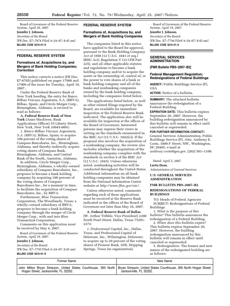 Notice: Federal Management Regulation: Federal Buildings Redesignations ...