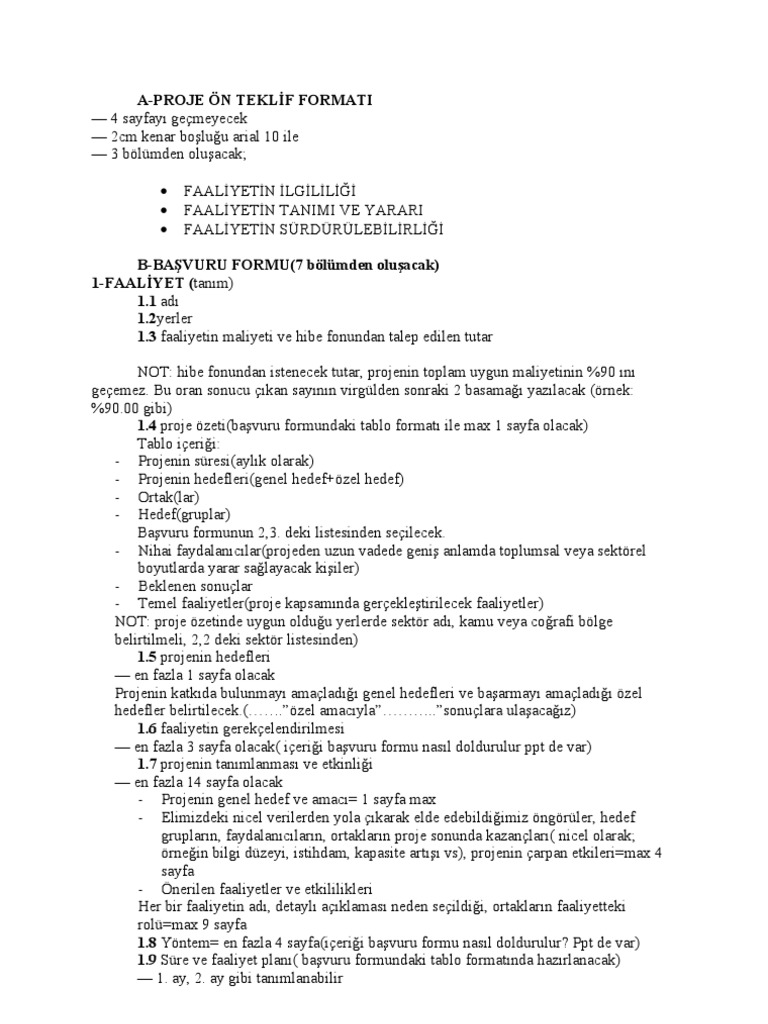 A-Proje Ön Teklİf Formati - 4 Sayfayı | PDF