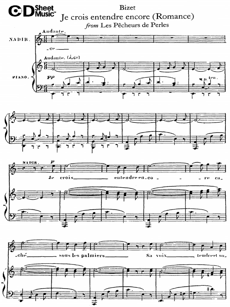 Bizet - Les Pecheurs de Perles - Je Suis Entendre Encore | PDF