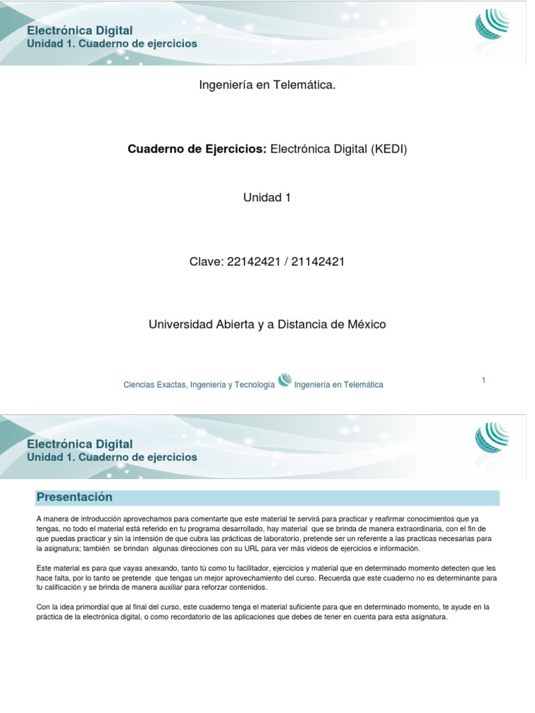 Cuaderno de Ejercicios U1 | PDF