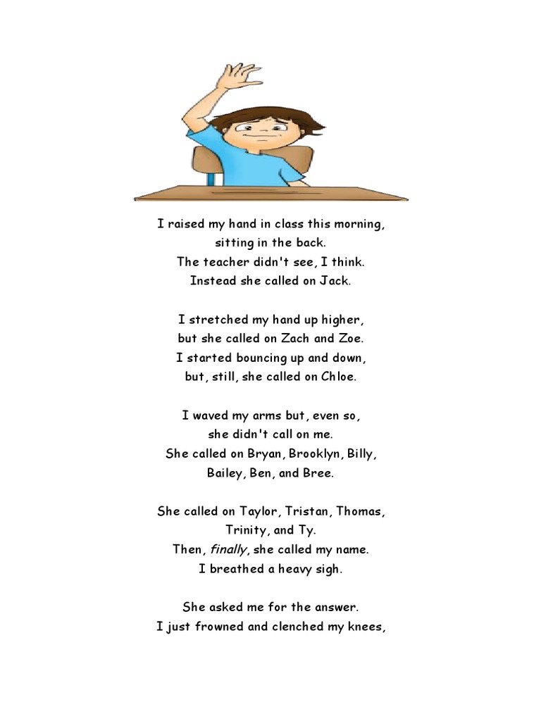 I Raised My Hand in Class This Morning | PDF | Self-Improvement