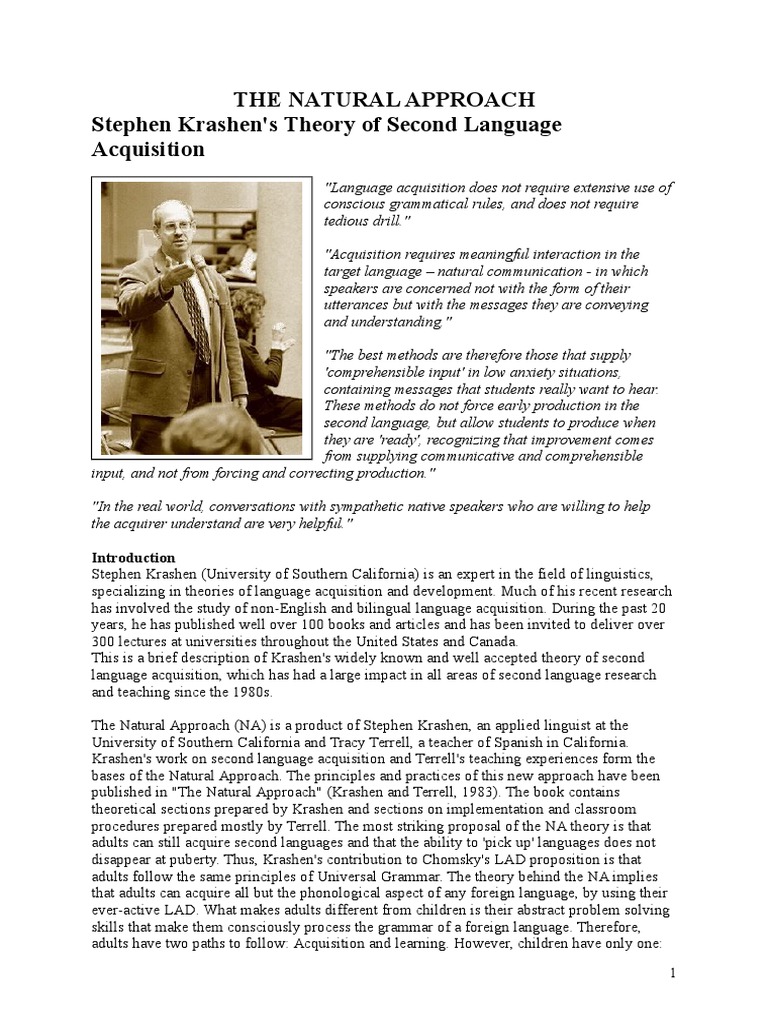The Natural Approach | PDF | Language Acquisition | Second Language