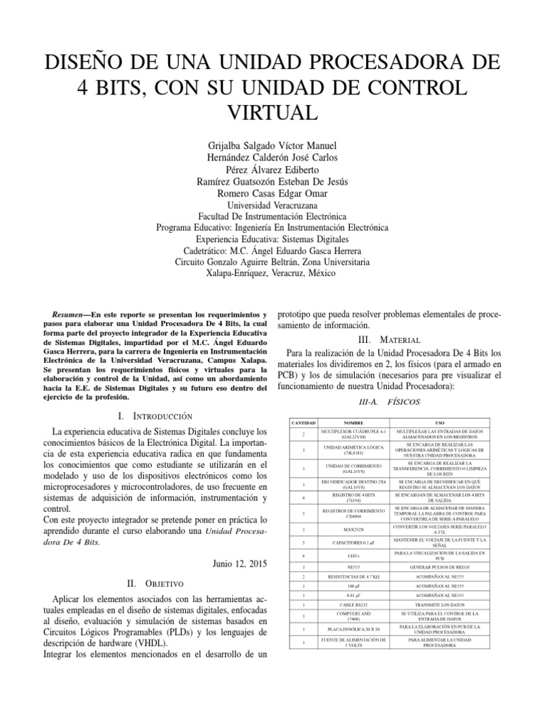 Unidad Procesadora de 4 Bits - IIIE Bare - Conf | PDF | Microprocesador | Microcontrolador