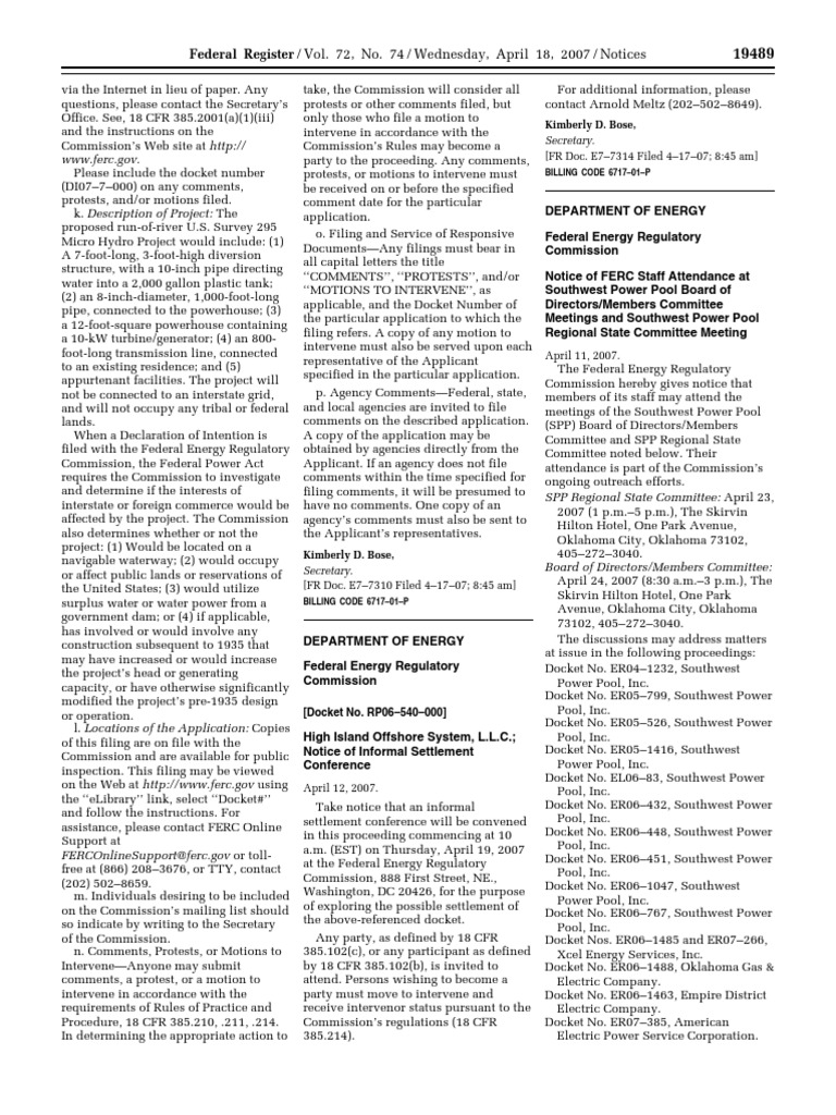 Notice: Meetings: Southwest Power Pool Board of Directors/Members ...