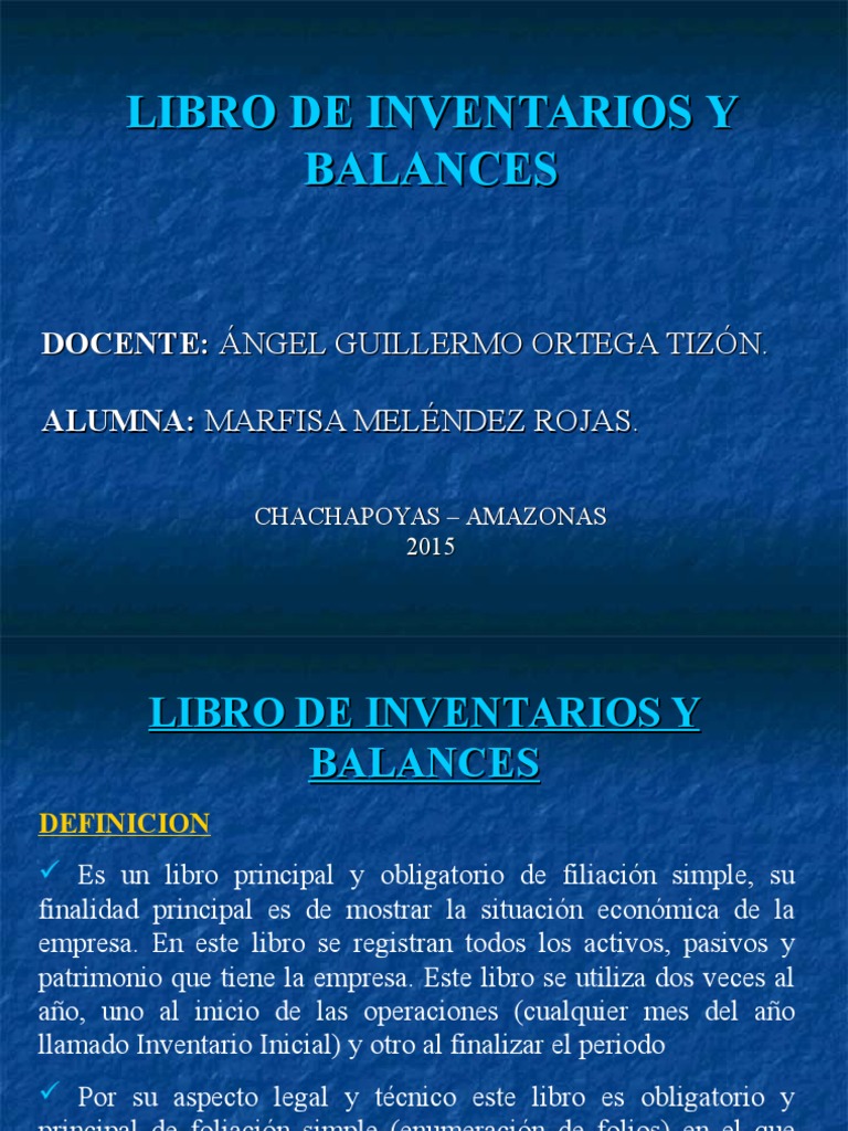 Libro de Inventario y Balance | PDF | Contabilidad | Hoja de balance