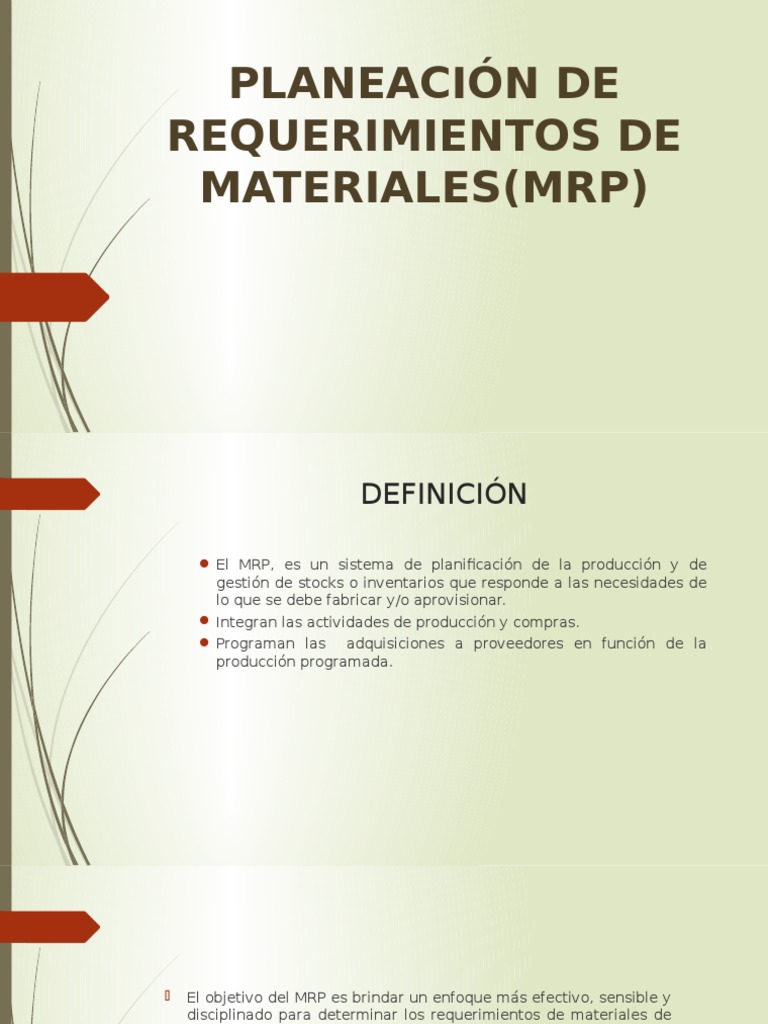 Planeación de Requerimiento de Materiales (MRP) | PDF | Inventario | Informática