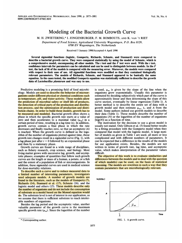Bacterial Growth Curve Models | PDF | F Test | Logistic Function