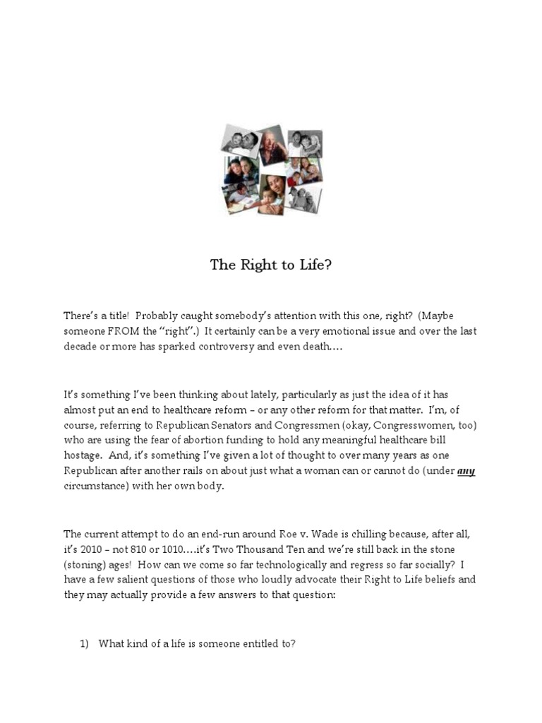 The Right To Life | PDF | Social Science