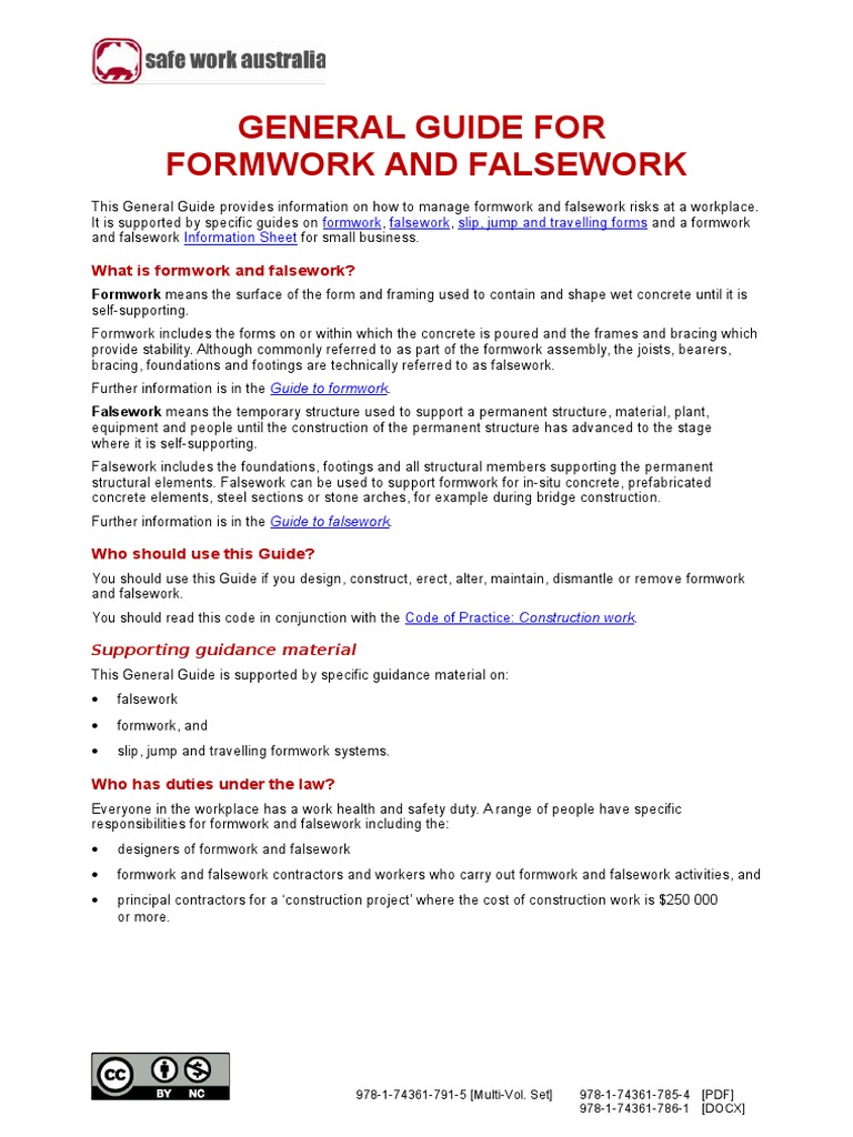 Formwork Falsework General Guide | PDF | Occupational Safety And Health ...