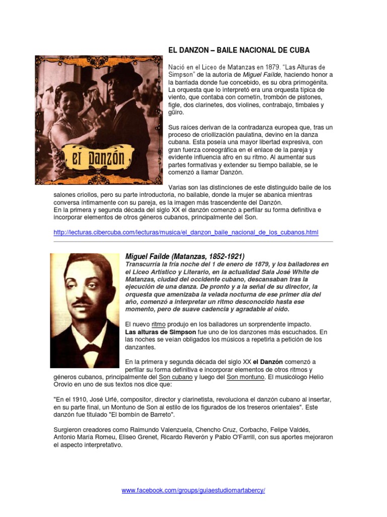 El Danzon - Baile Nacional de Cuba | PDF | Estilos de música ...