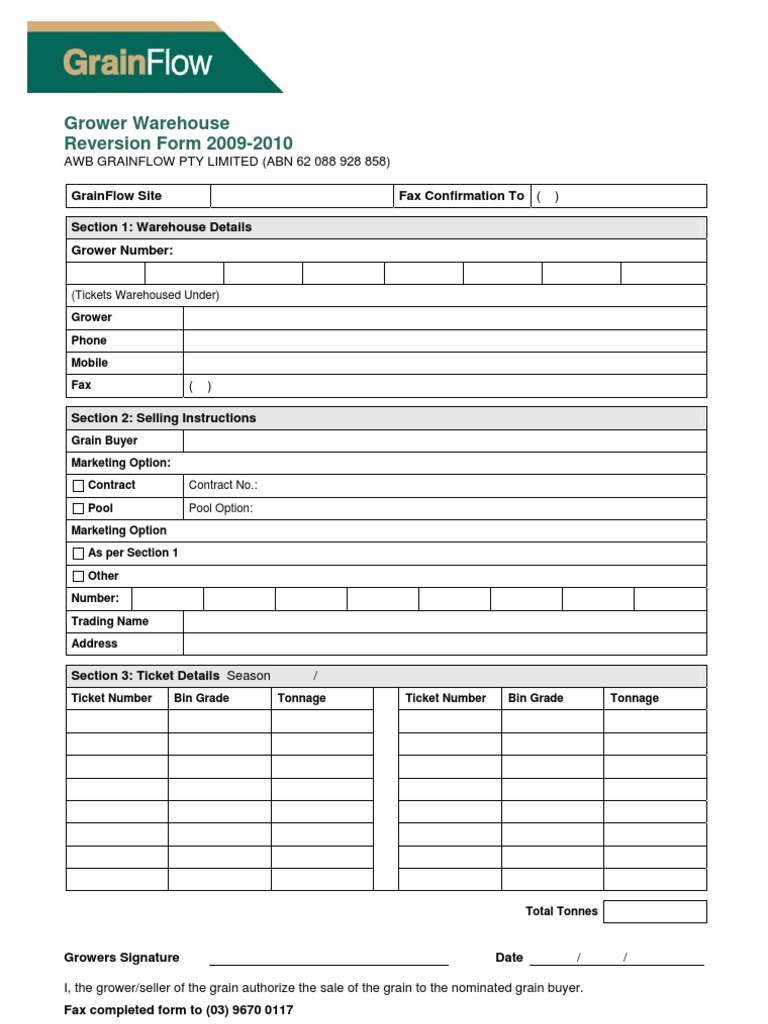 AWB Warehouse Transfer Form 0809 | PDF