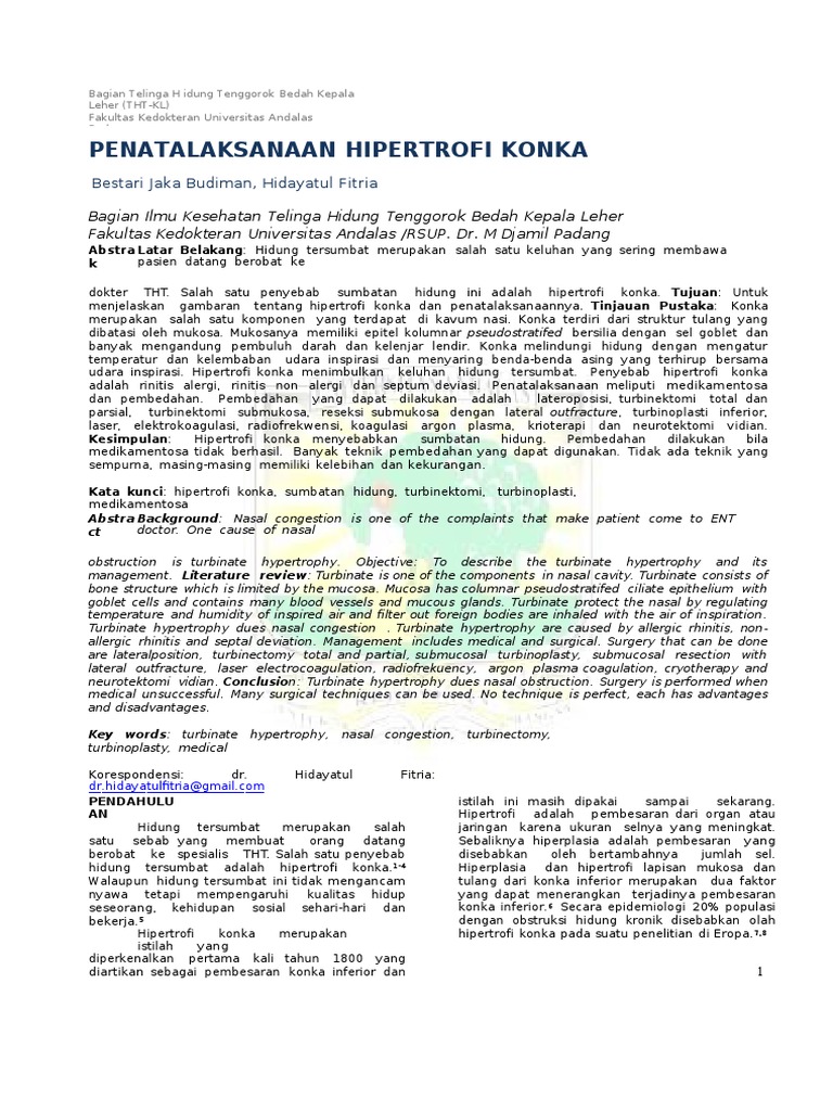 Penatalaksanaan Hipertrofi Konka | PDF