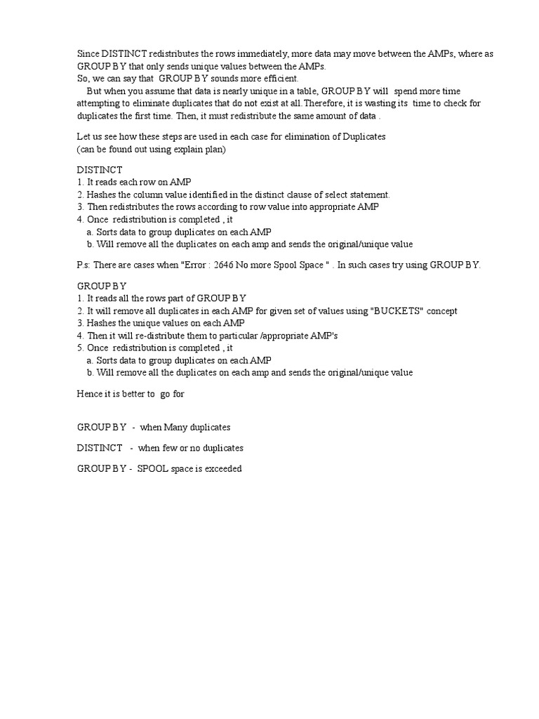 Difference Between Distinct and Group by | PDF | Algorithms And Data ...
