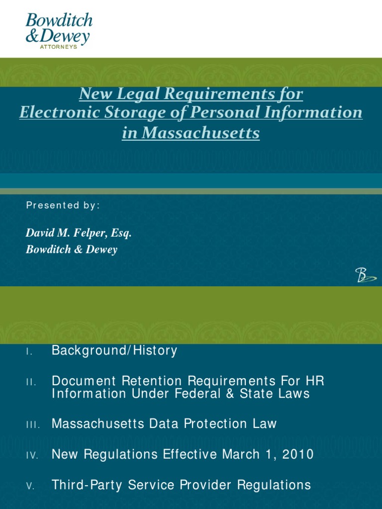New Legal Requirements For Electronic Storage of Personal Information ...