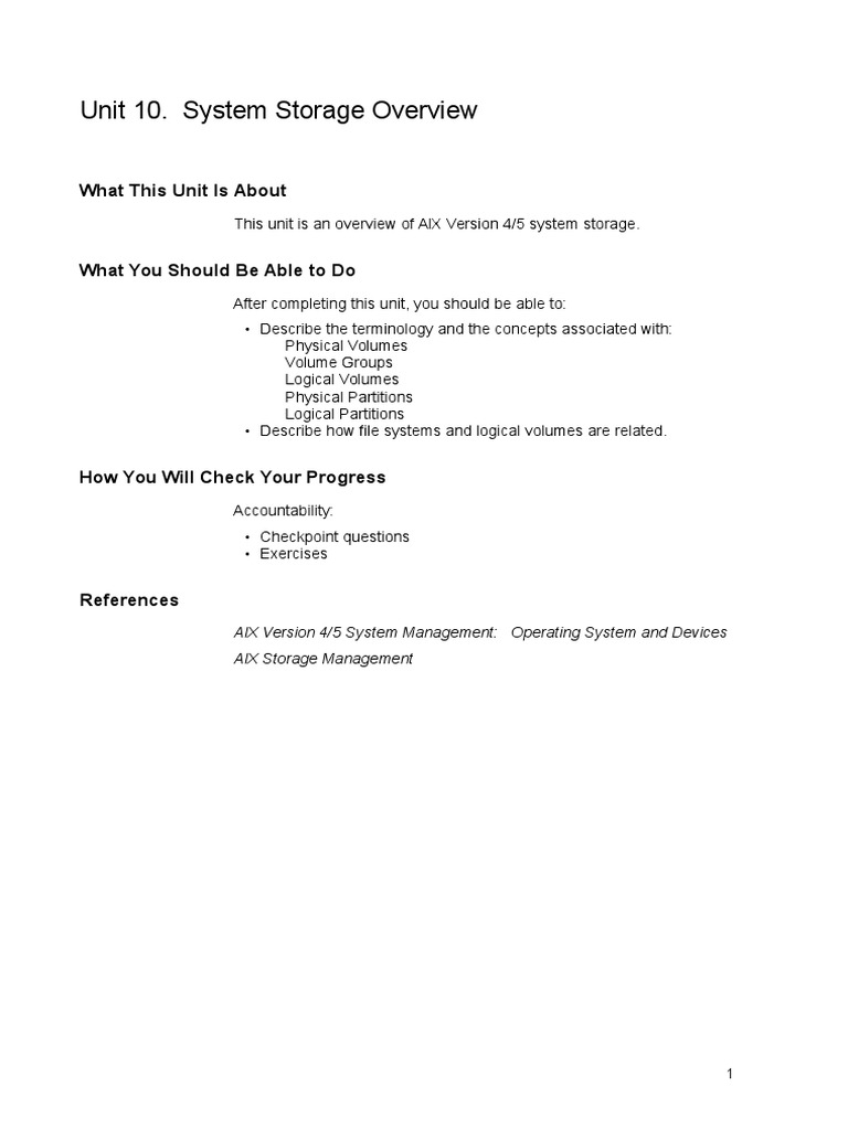 Unit 10. System Storage Overview: What This Unit Is About | PDF | File ...