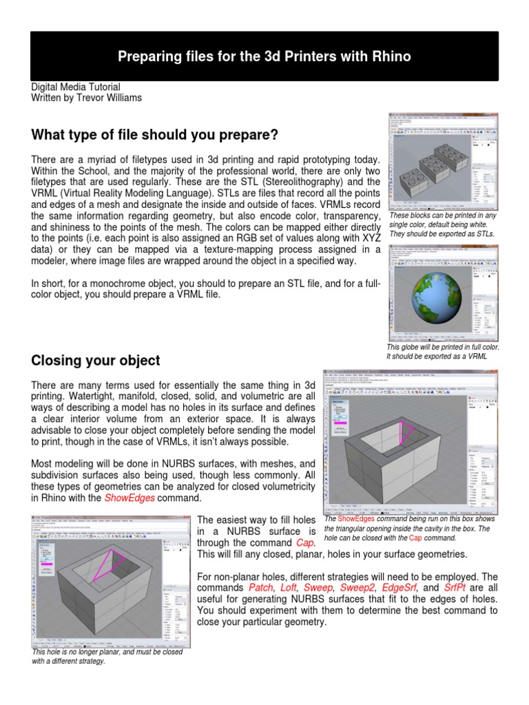 Rhino 3d Print Tutorial | PDF | Texture Mapping | Vertex (Geometry)
