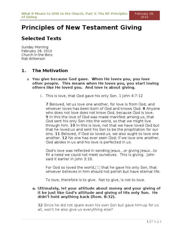 NT Principles of Church Giving | PDF | Saint Peter | Acts Of The Apostles