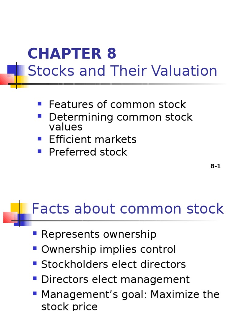 CHAPTER 8 Stocks and Their Valuation | PDF | Efficient Market ...