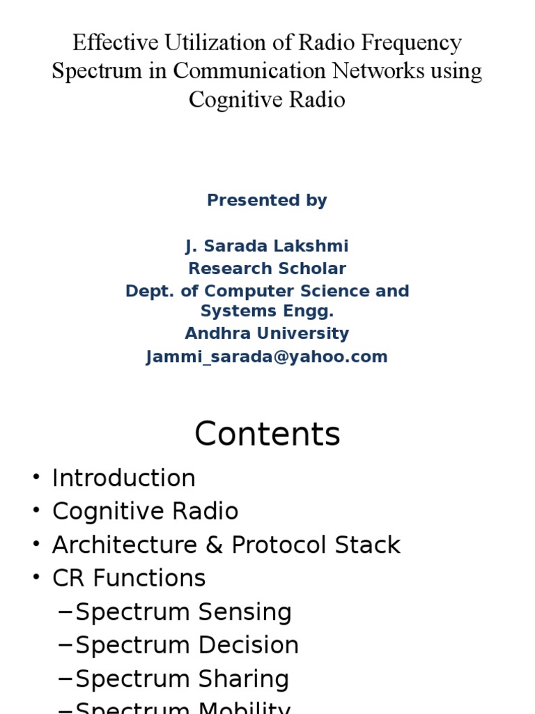 Cognitive Radio Introduction Pdf Radio Spectrum Cognitive Radio