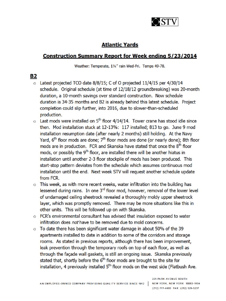Atlantic Yards B2 Daily Report Summary | PDF | Crane (Machine ...