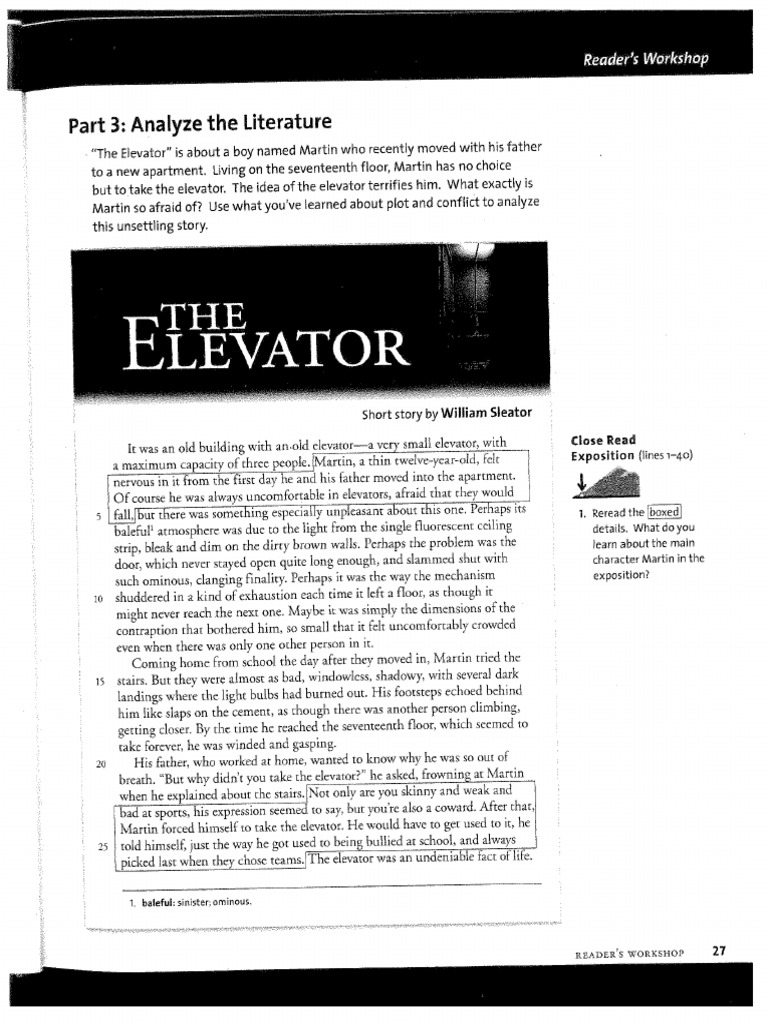 The Elevator by Sleator 1 | PDF