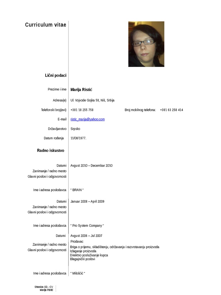 CVTemplate SRPSKI Prazan | PDF