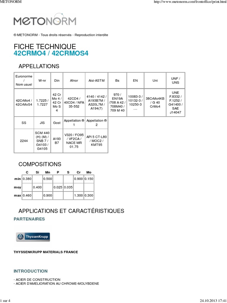 42 CR Mo 4 | PDF | Acier | Industries