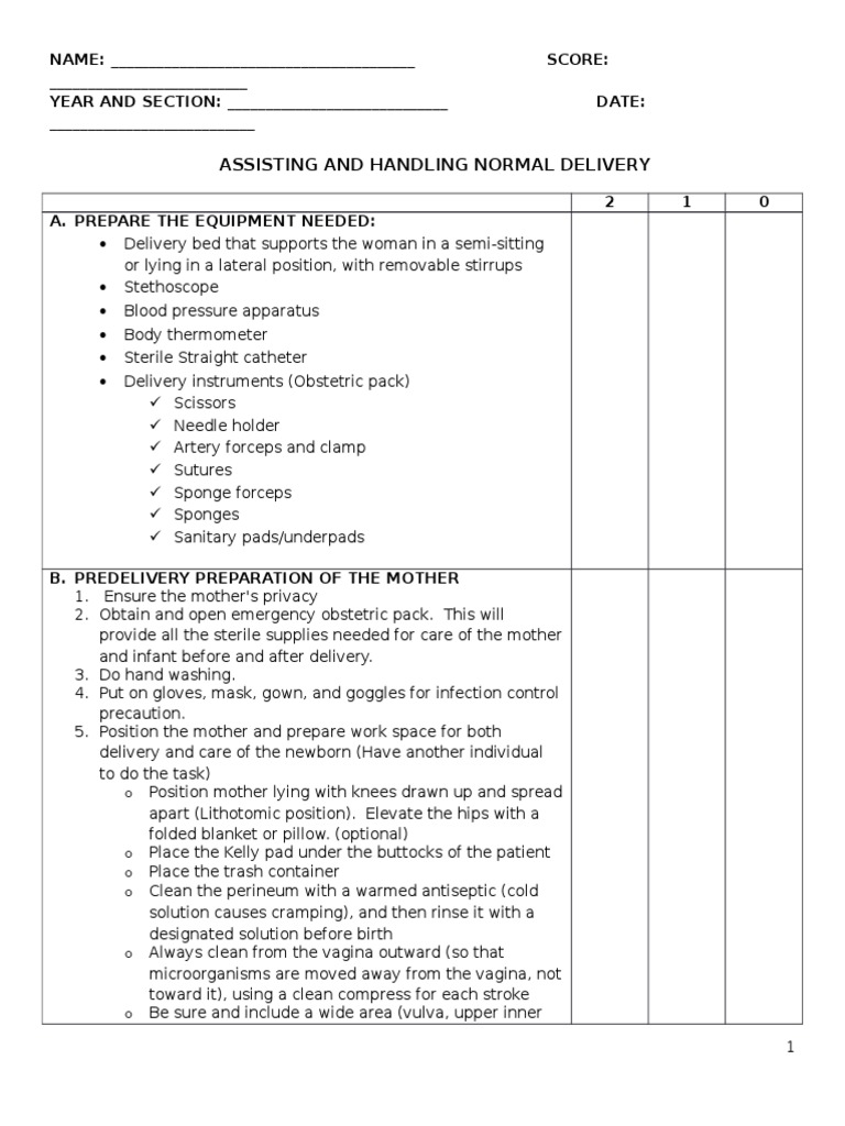 Assisting Normal Delivery Procedures | PDF | Infants | Vagina