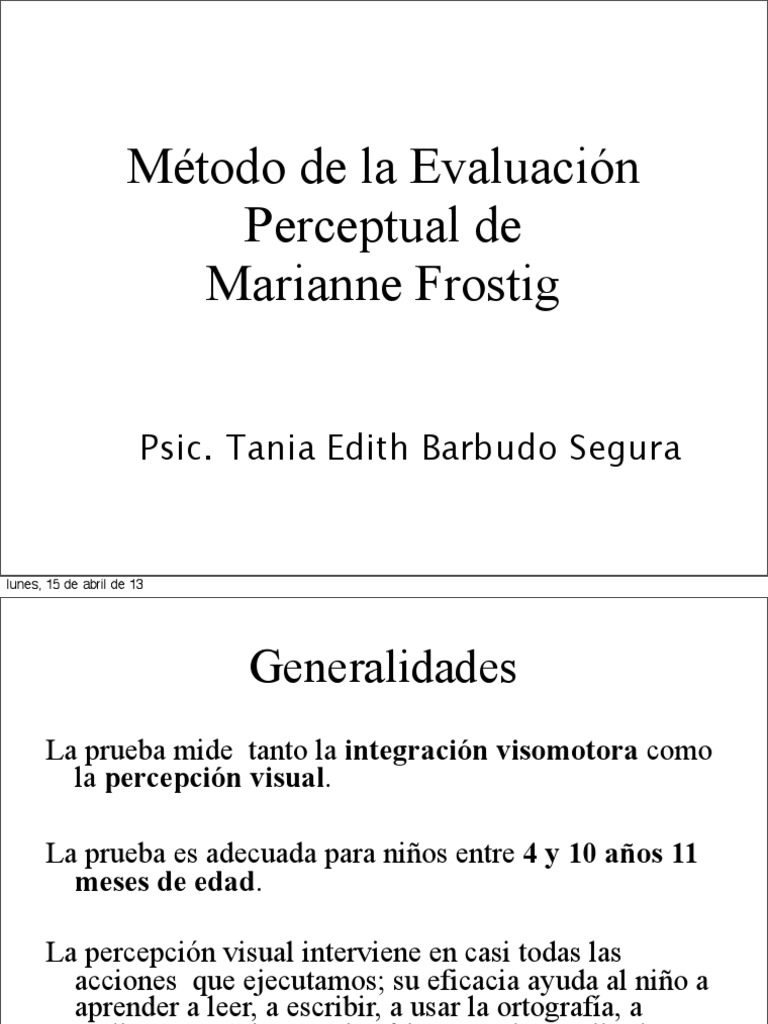 Evaluación de Percepción Visual Frostig | PDF | Discapacidad ...